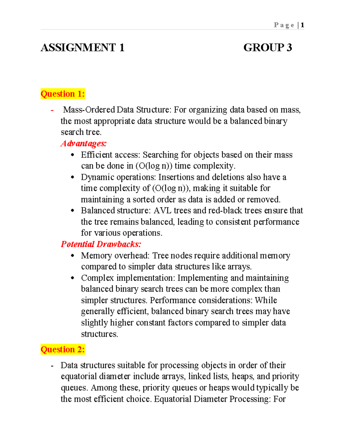 Assignment 1 Group 3 - .... - P a g e | 1 ASSIGNMENT 1 GROUP 3 Question ...