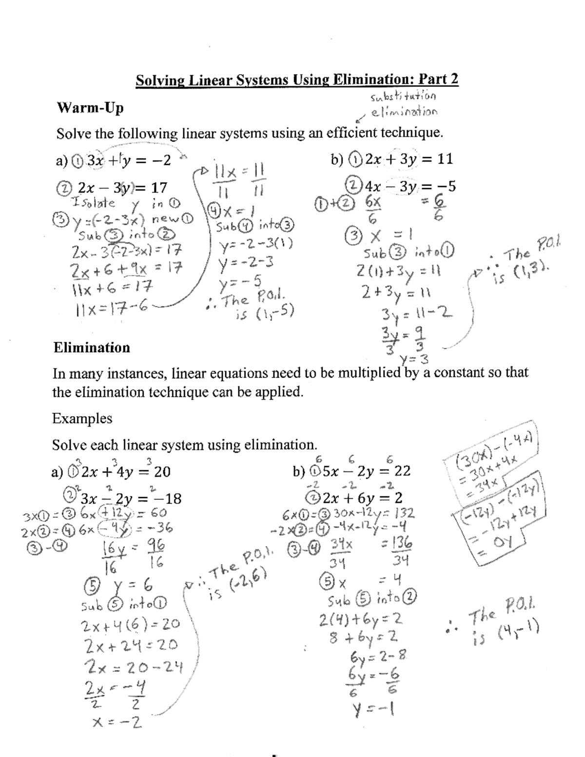 Mfm2p eliminationpart 2 soln - Math 125.3 - Studocu
