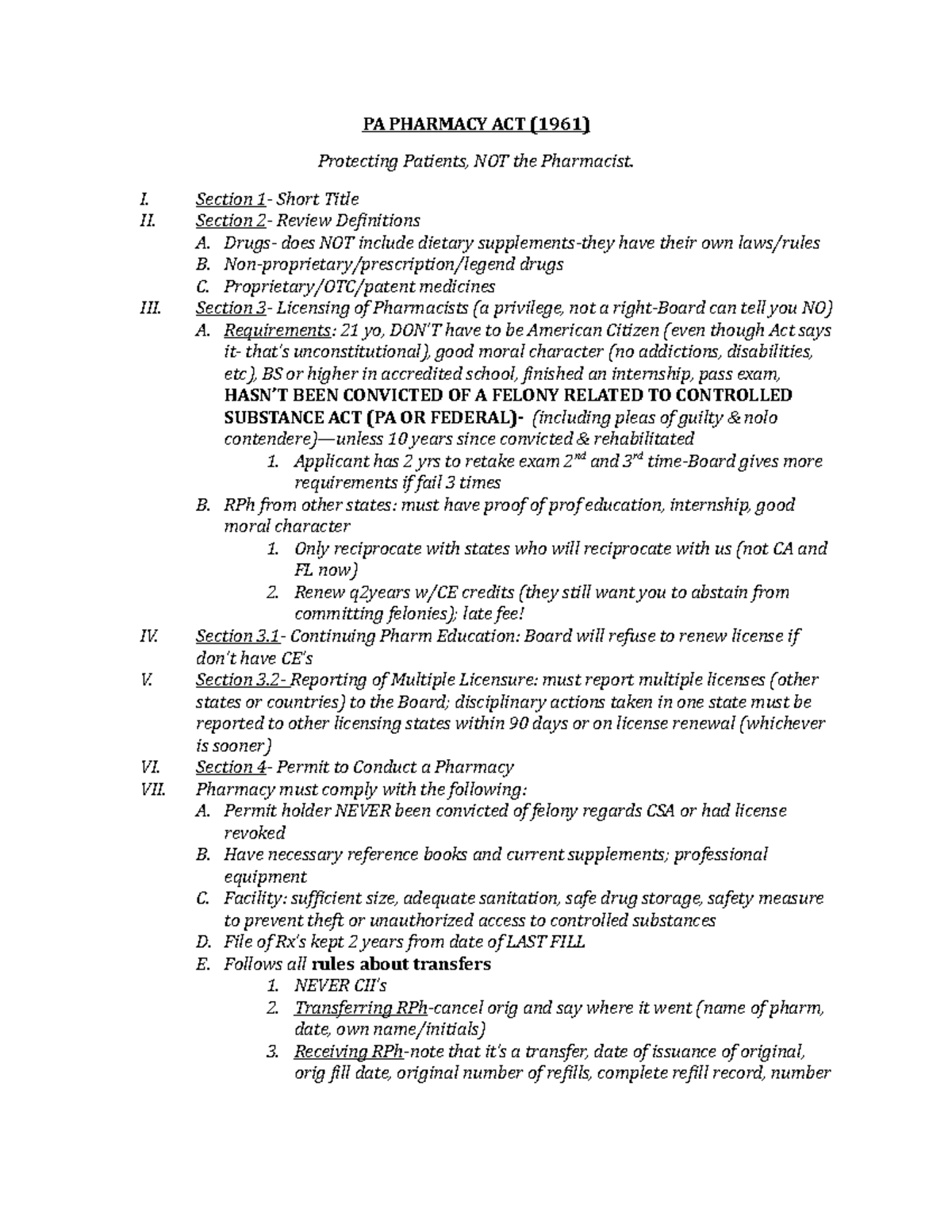 PA Pharmacy Act - PA PHARMACY ACT (1961) Protecting Patients, NOT the ...
