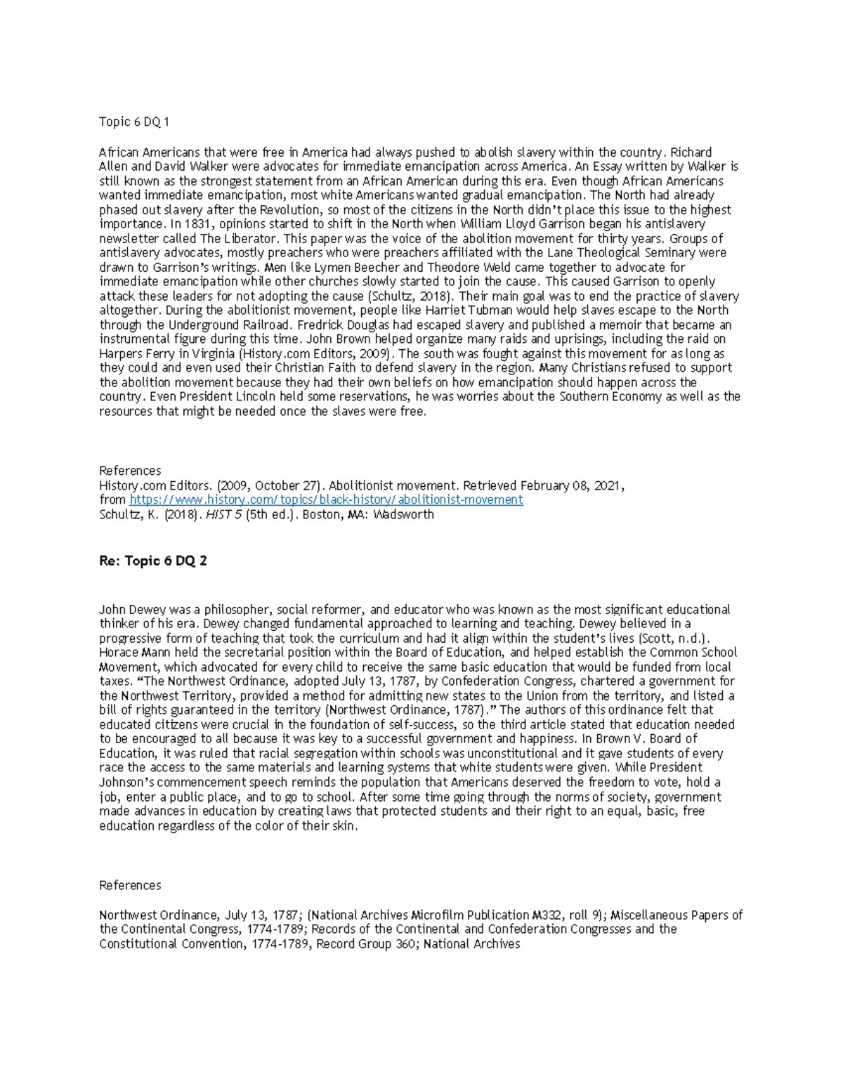 Topic 6 DQs - 5/5 - HIS-144 - GCU - Studocu