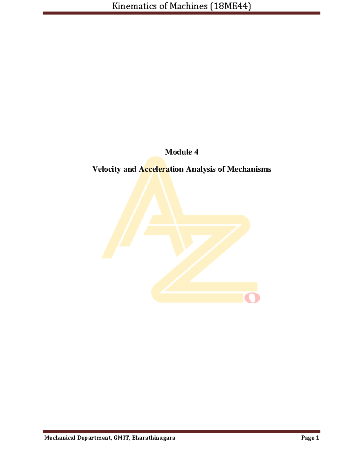 Documents -Cams - Module 4 Velocity and Acceleration Analysis of ...