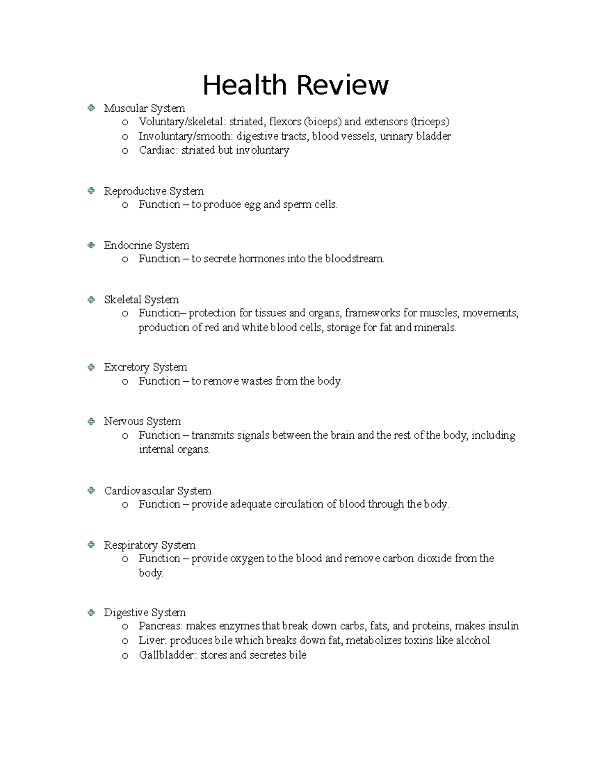 Health Review - we are - Health Review Muscular System o Voluntary ...