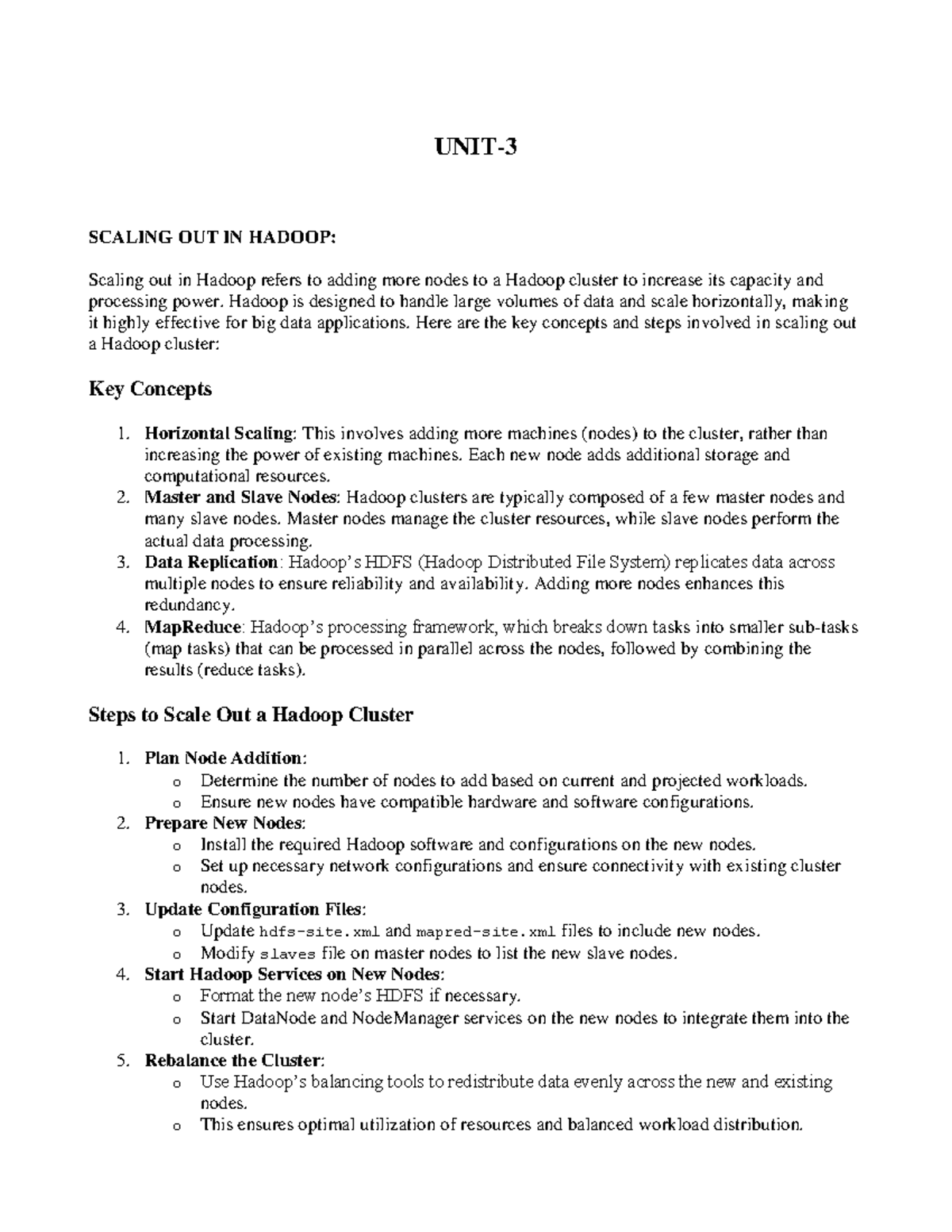Unit 3 big Data - Notes on big data hive - UNIT- 3 SCALING OUT IN ...