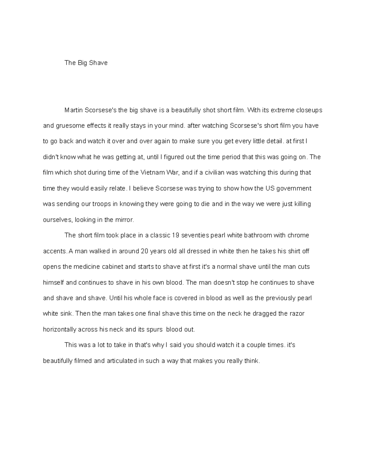 The Big Shave - The Big Shave Martin Scorsese's the big shave is a ...