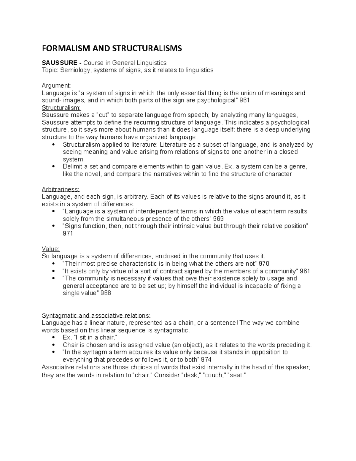 Formalism and Structuralisms - Lecture notes 1-8 - FORMALISM AND ...