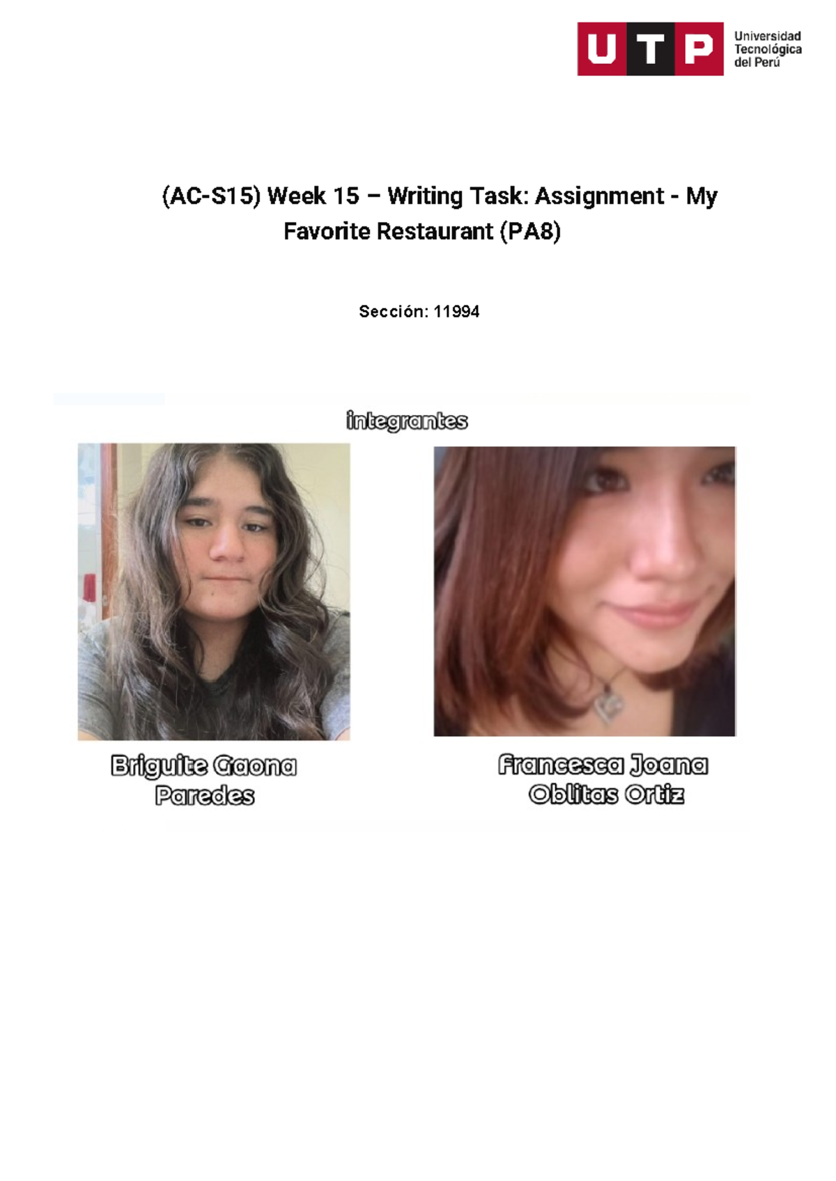 Tarea ingles semana 15 - 🔴 (AC-S15) Week 15 – Writing Task: Assignment ...