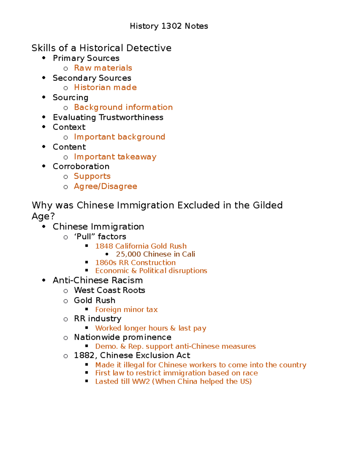 History Notes Spring 2022 - Skills of a Historical Detective Primary ...