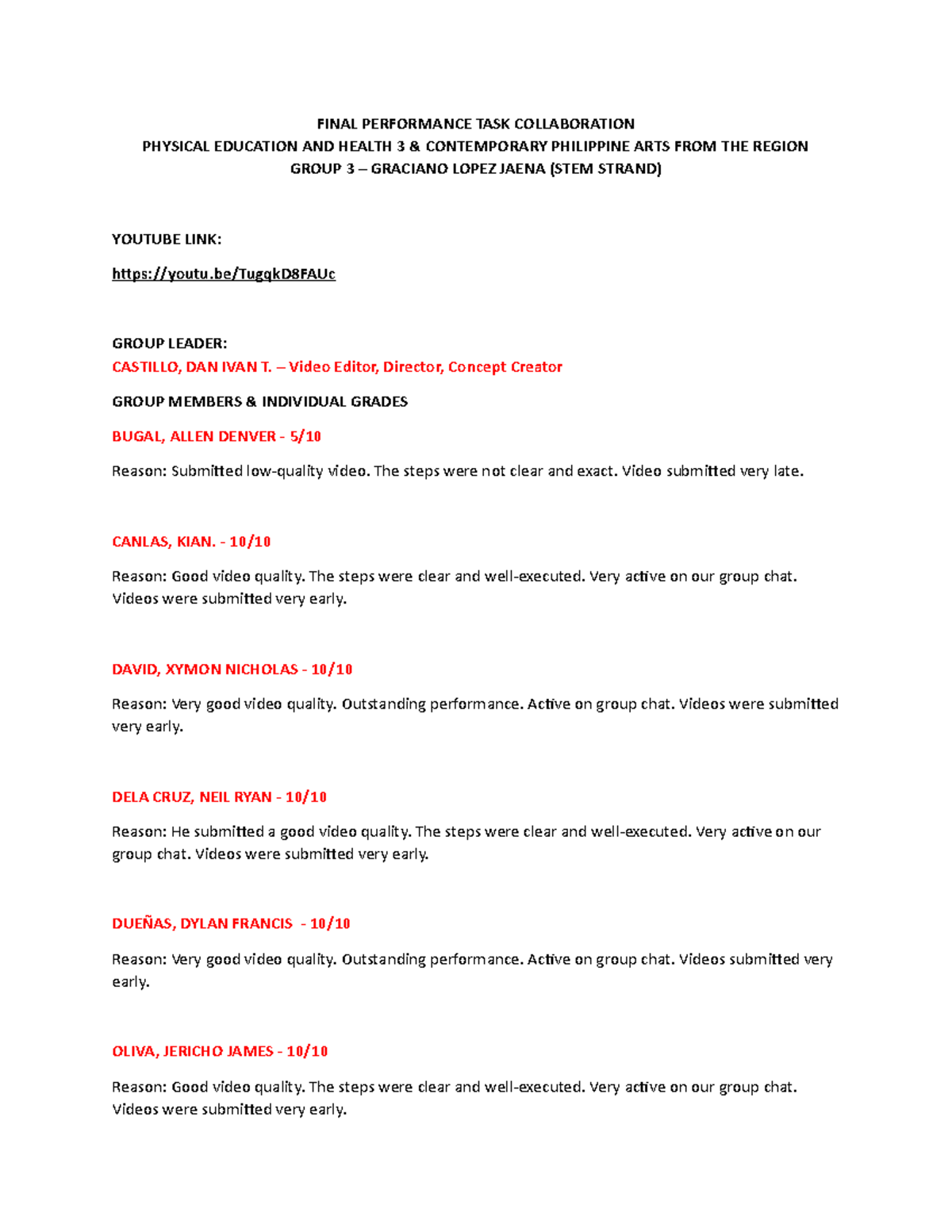 Group 3 Final Performance TASK - FINAL PERFORMANCE TASK COLLABORATION ...