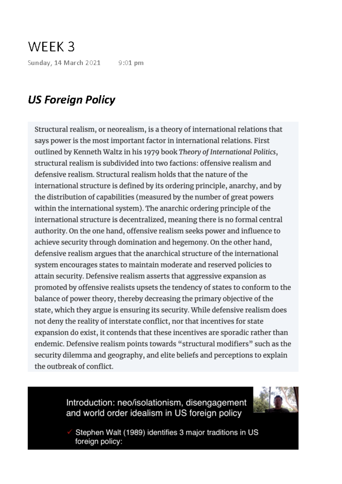 WEEK 3 - FPA lecture notes and powerpoint slides - US Foreign Policy ...
