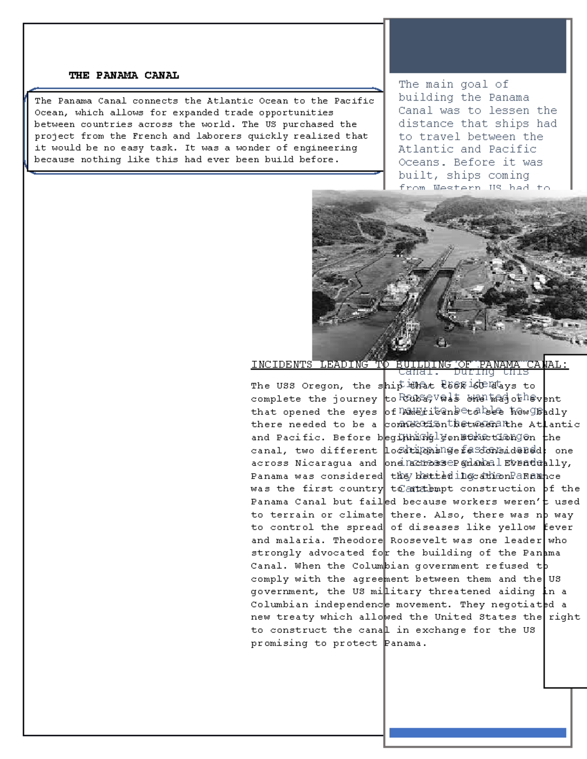 03.02 the panama canal - THE PANAMA CANAL Reasons for building The main ...