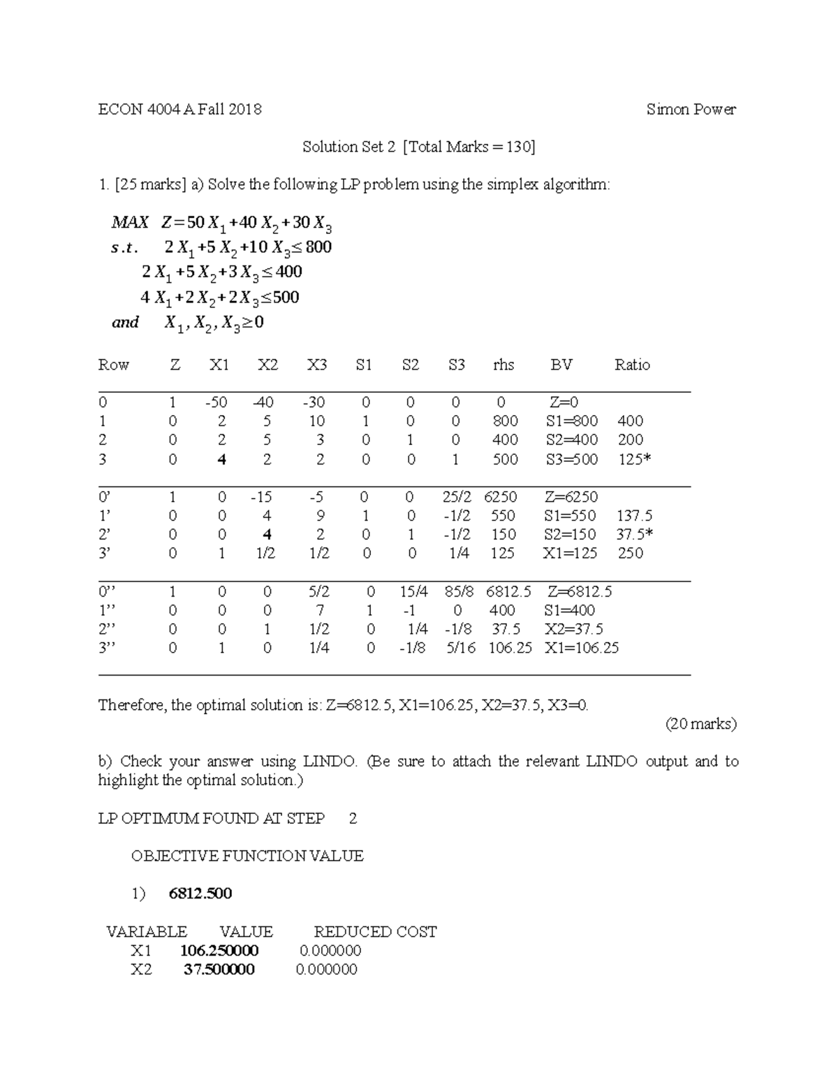 ECON 4004 A Fall 2018 Solution Set 2 - ECON 4004 A Fall 2018 Simon ...