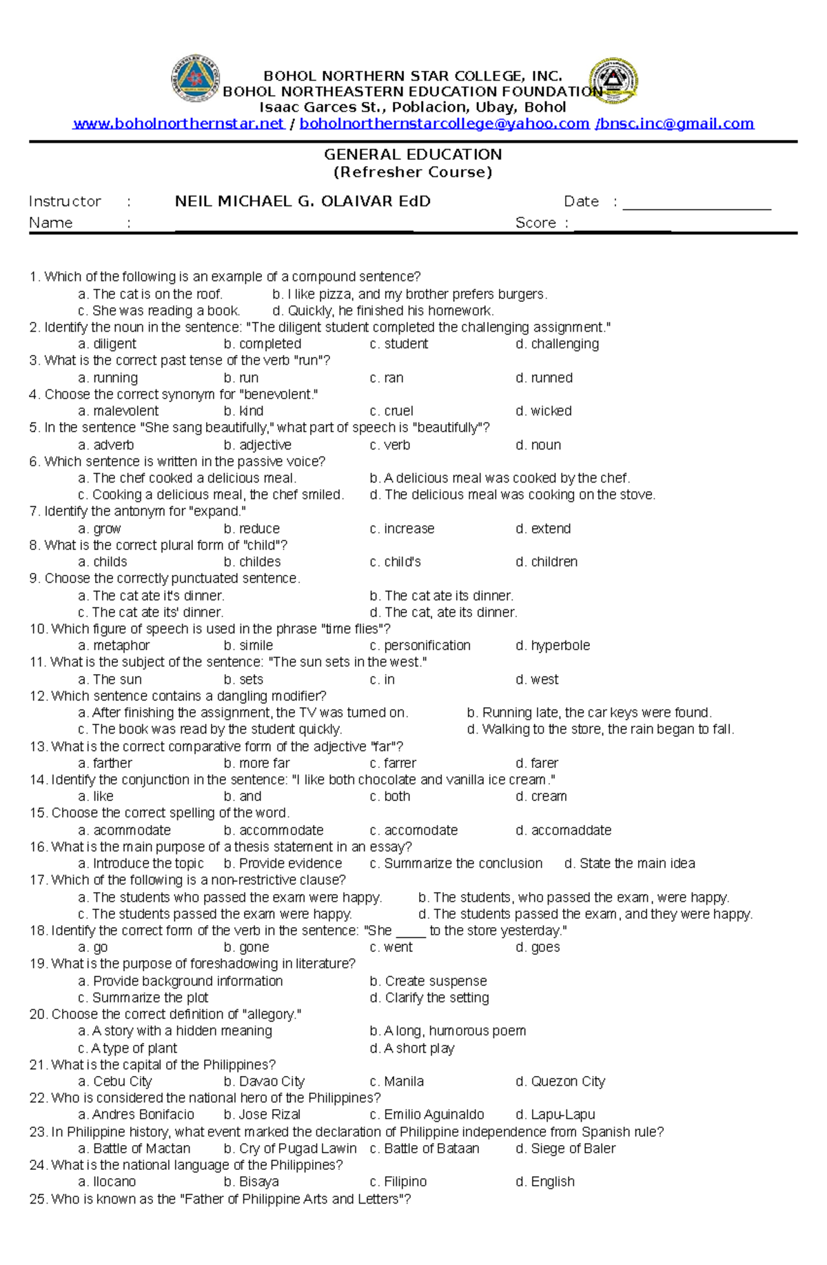 Gen Ed-reviewer-1 - It's a gen Ed reviewer - BOHOL NORTHERN STAR ...