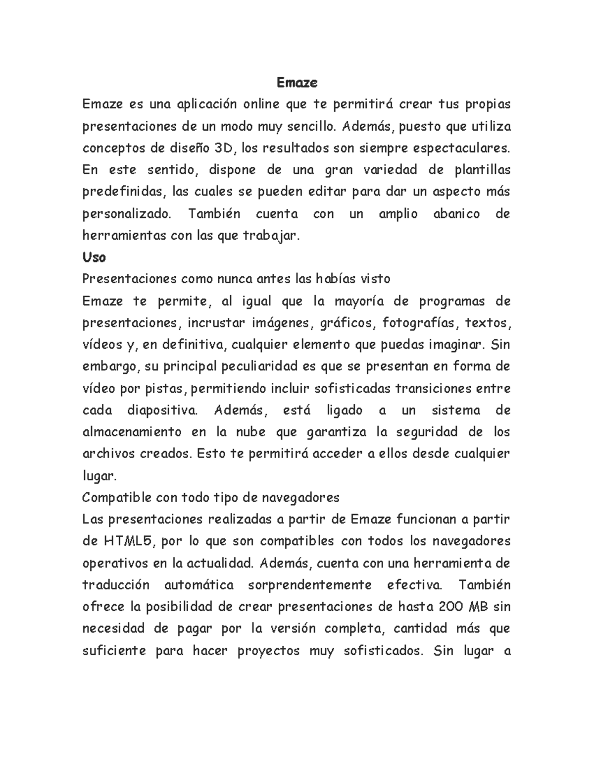 Emaze, prezi, canva ventajas y desventajas - Emaze Emaze es una ...