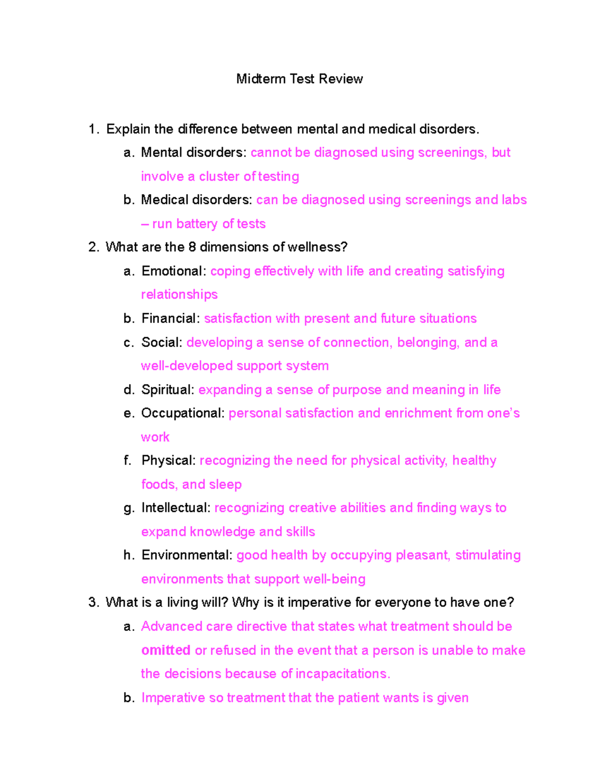 Psych Midterm Test Review - Midterm Test Review Explain the difference ...