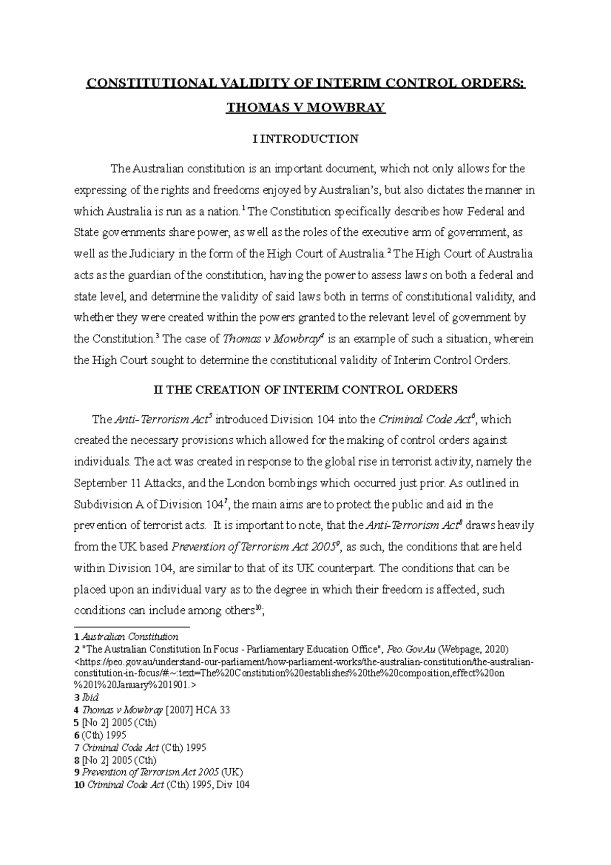 Constitutional Validity OF Interim Control Orders - CONSTITUTIONAL ...