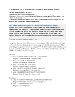 ASl Unit 9 - Unit 9 write up work in the textbook. The write up ...