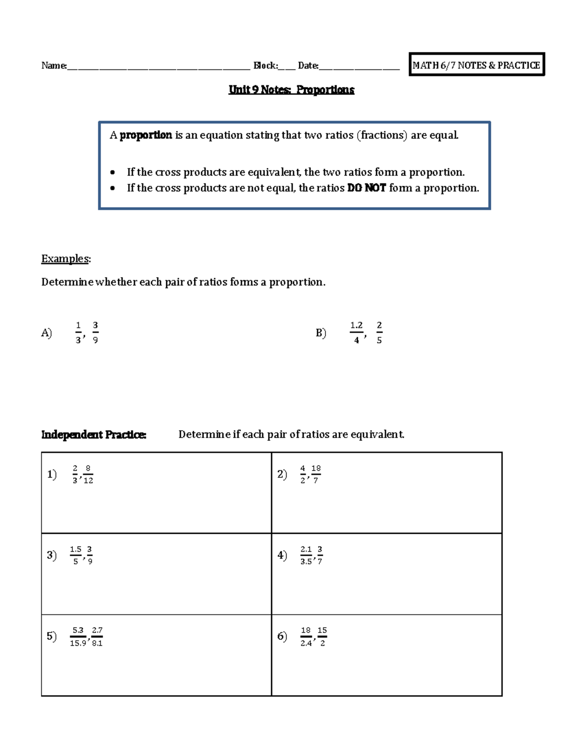 (MAT-150) Solving Proportions Lesson Plan - - Studocu