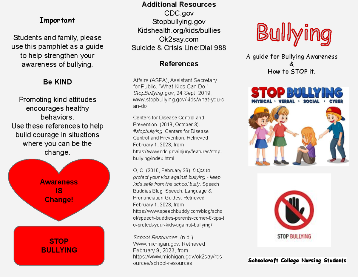 248 Bullying Pamphlet - Schoolcraft College Nursing Students A guide ...