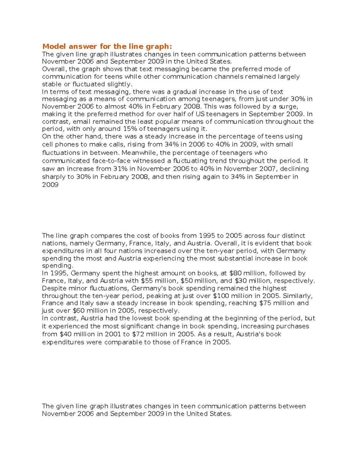 Model answer for the line graph - english - Studocu