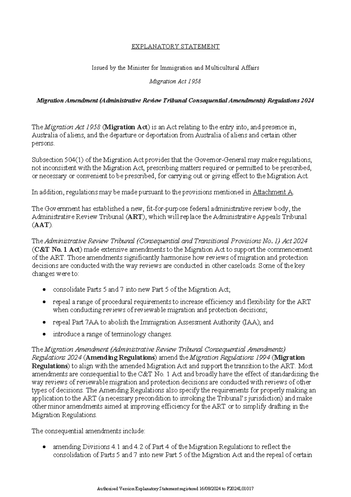 Migration Amendment Administrative Review Tribunal Consequential ...