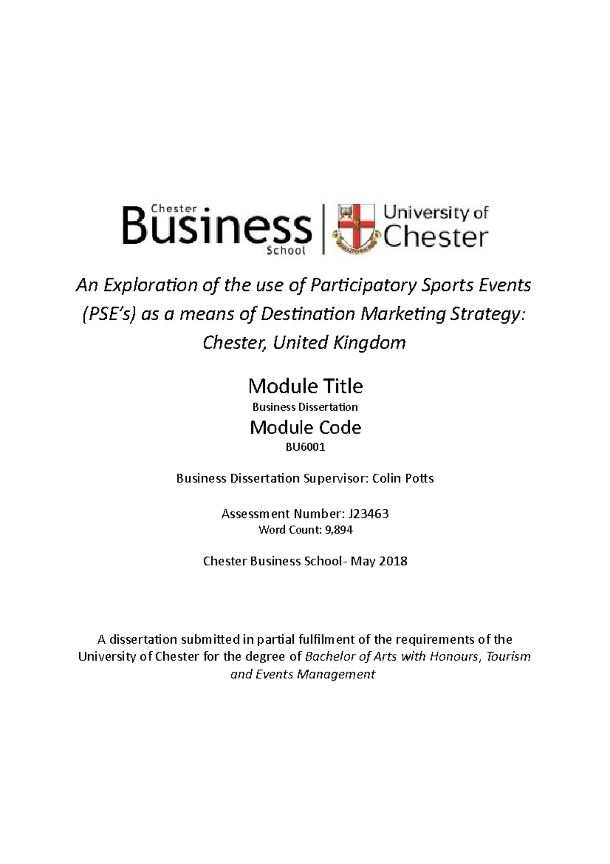 An Exploration of the use of Participatory Sports Events (PSE’s) as a ...