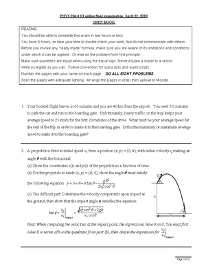 PHYS 204 - Concordia - Mechanics - Studocu