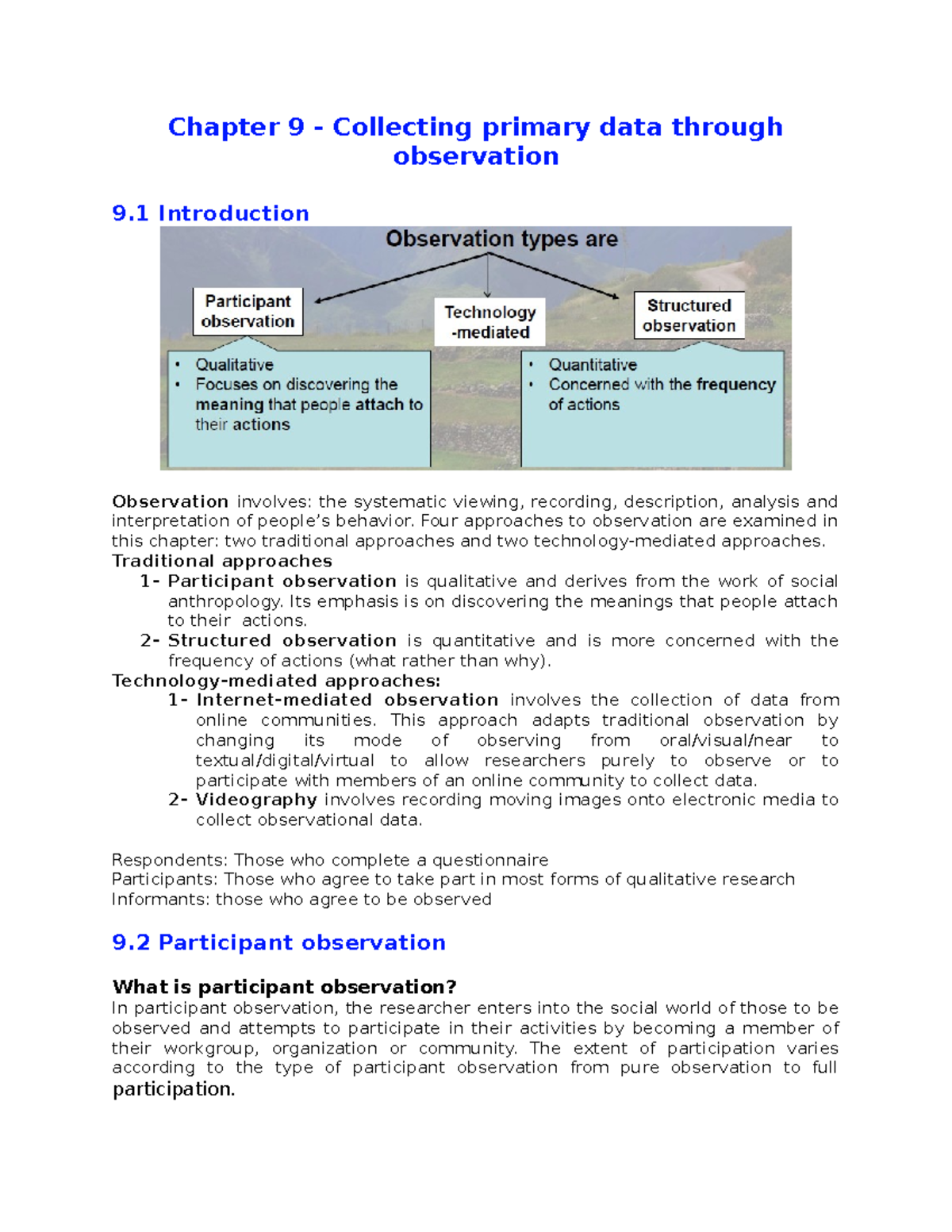 Chapter 9 - 10 - Ch: 9 Collecting primary data through observation Ch ...