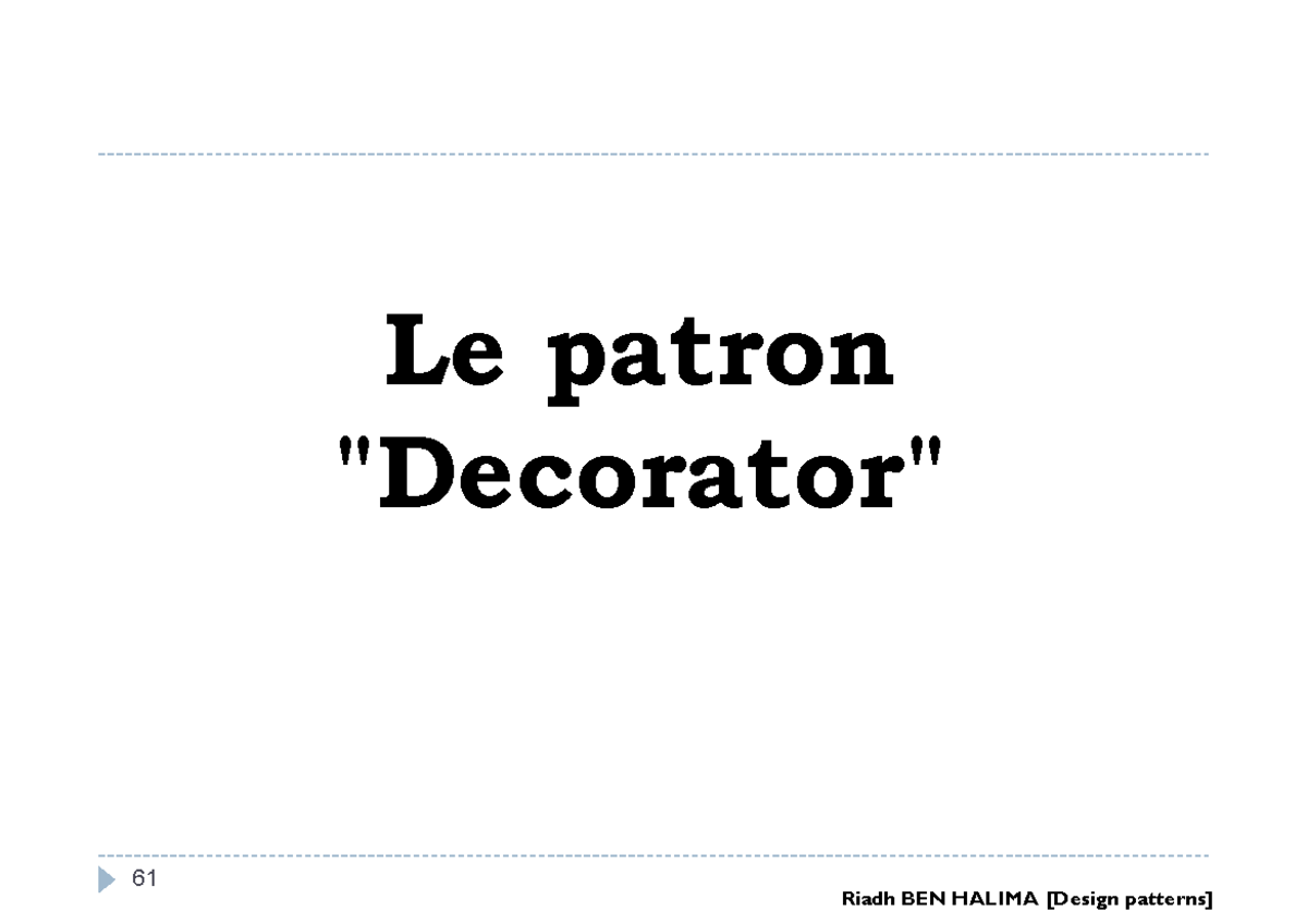 Decorator Pattern - Le patron "Decorator" 61 StarCoffee : Spécification ...