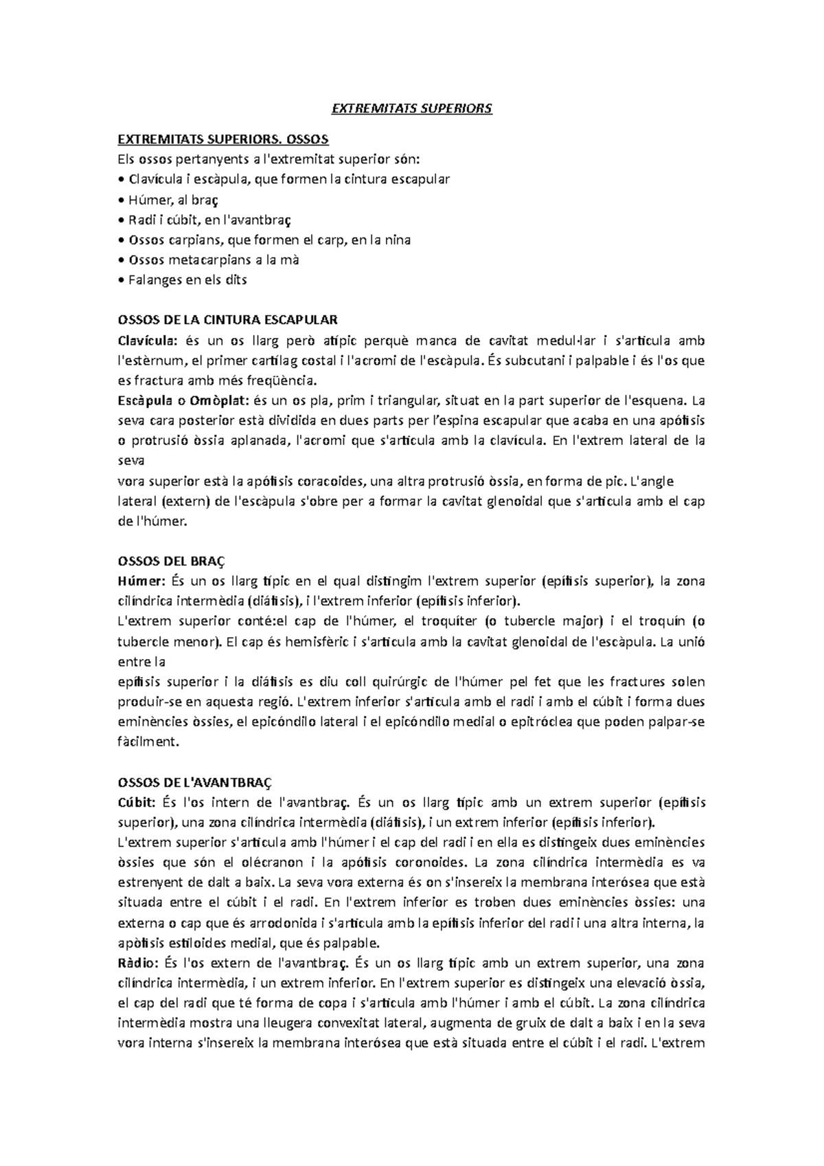 extremidades superiores anatomia - EXTREMITATS SUPERIORS EXTREMITATS ...