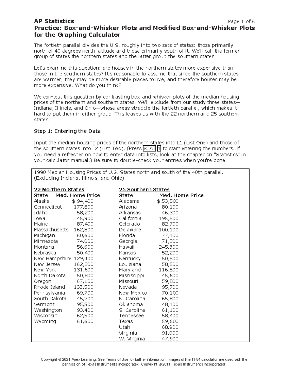 Ap Box and Whisker Plots - Practice: Box-and-Whisker Plots and Modified ...