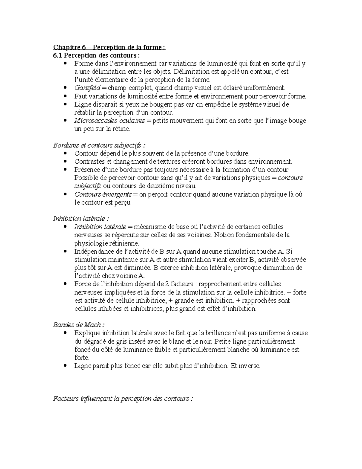 Chapitre 6Perception - Chapitre 6 – Perception de la forme : 6 ...