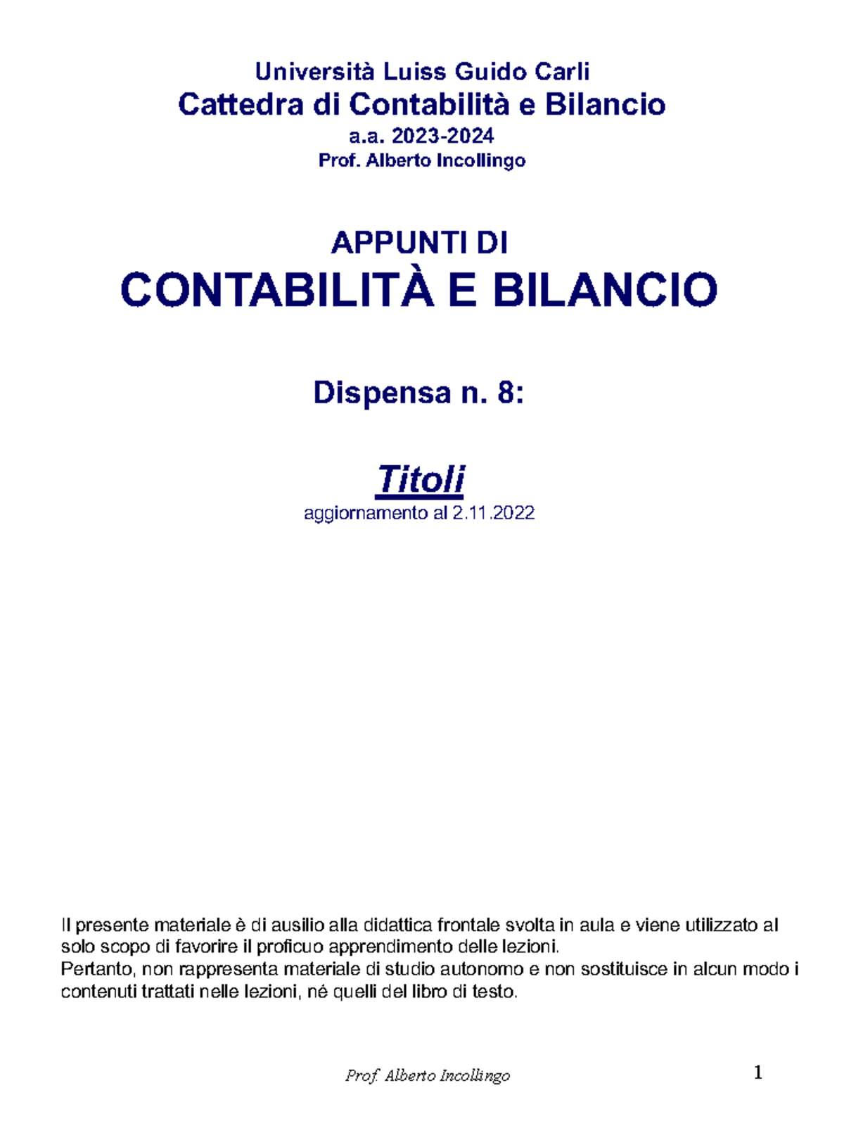 8. attività finanziarie - titoli - APPUNTI DI CONTABILITÀ E BILANCIO Dispensa n. 8: Titoli - Studocu
