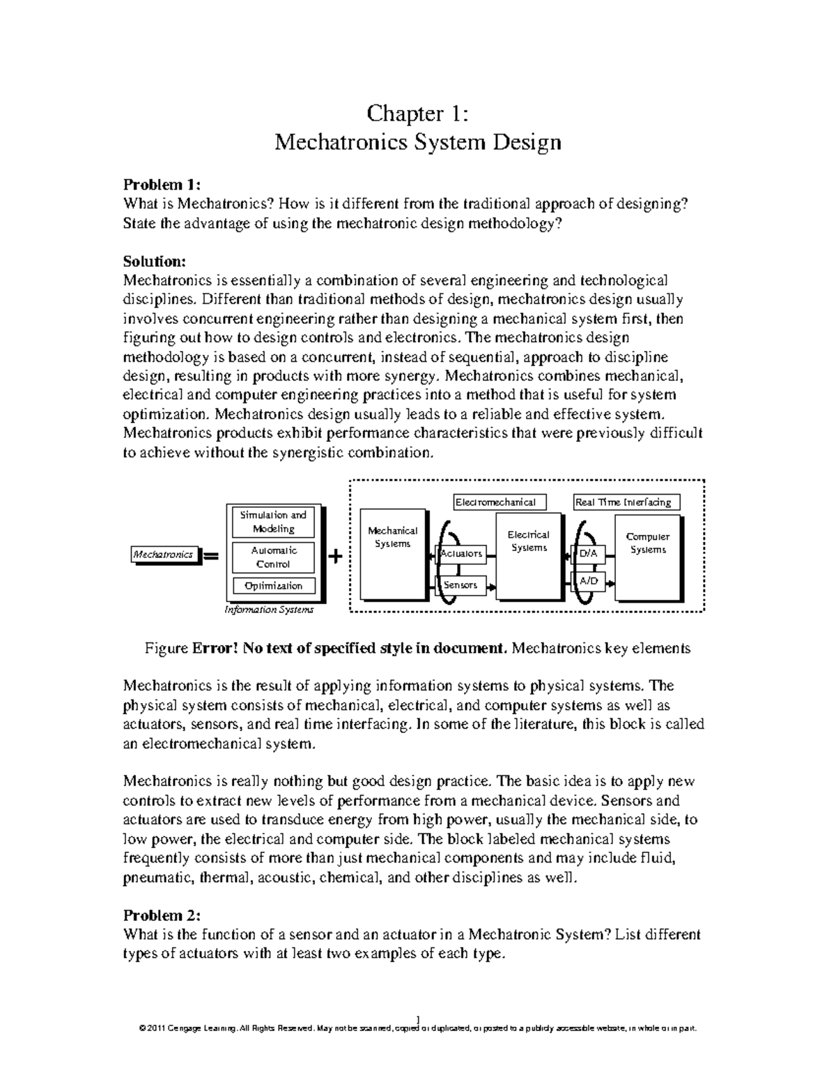 Solution Manual for Mechatronics System Design 2nd Edition by Shetty - Chapter 1: Mechatronics ...