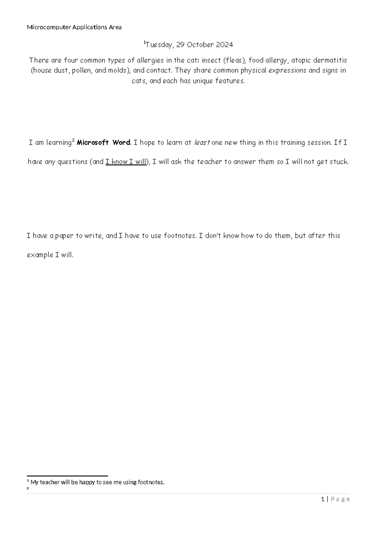 Tuesday - xcklhbuozxcgfvyukfszxdyuc - Microcomputer Applications Area 1 ...