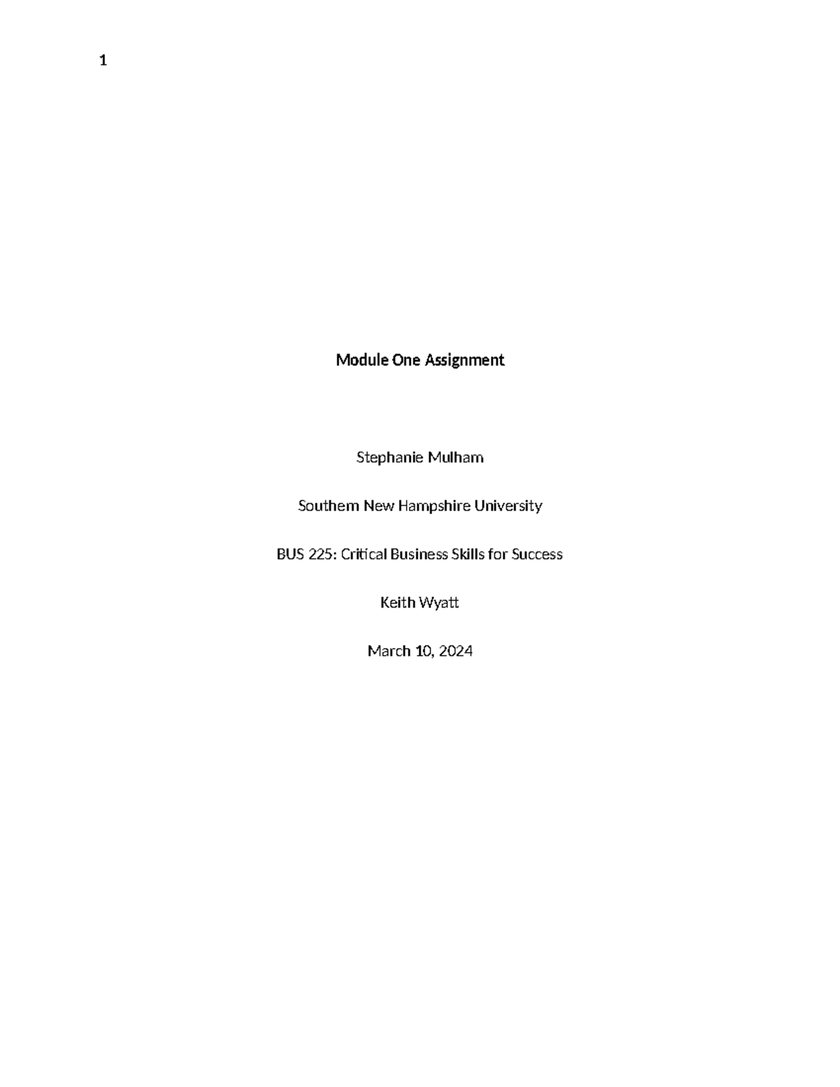 BUS225 Module One Assignment - Module One Assignment Stephanie Mulham ...