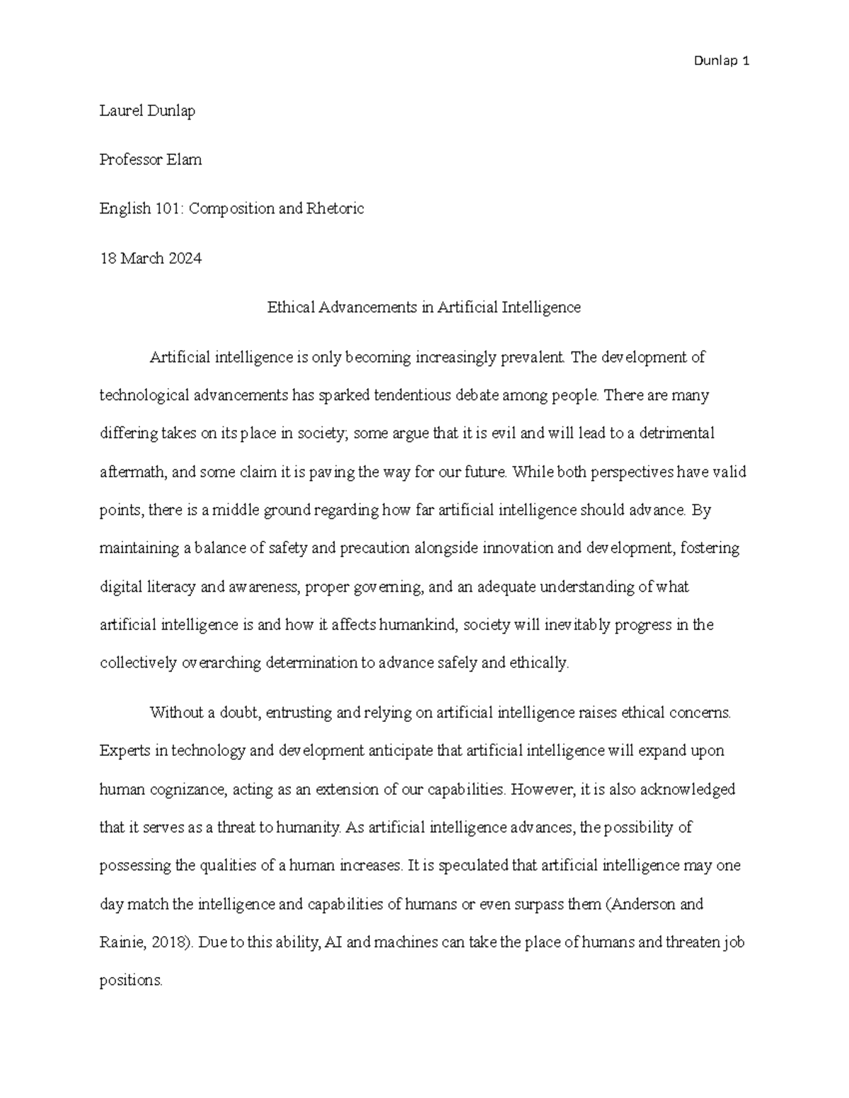 Ethical Rogerian Essay MLA Dual Enrollment - Laurel Dunlap Professor ...