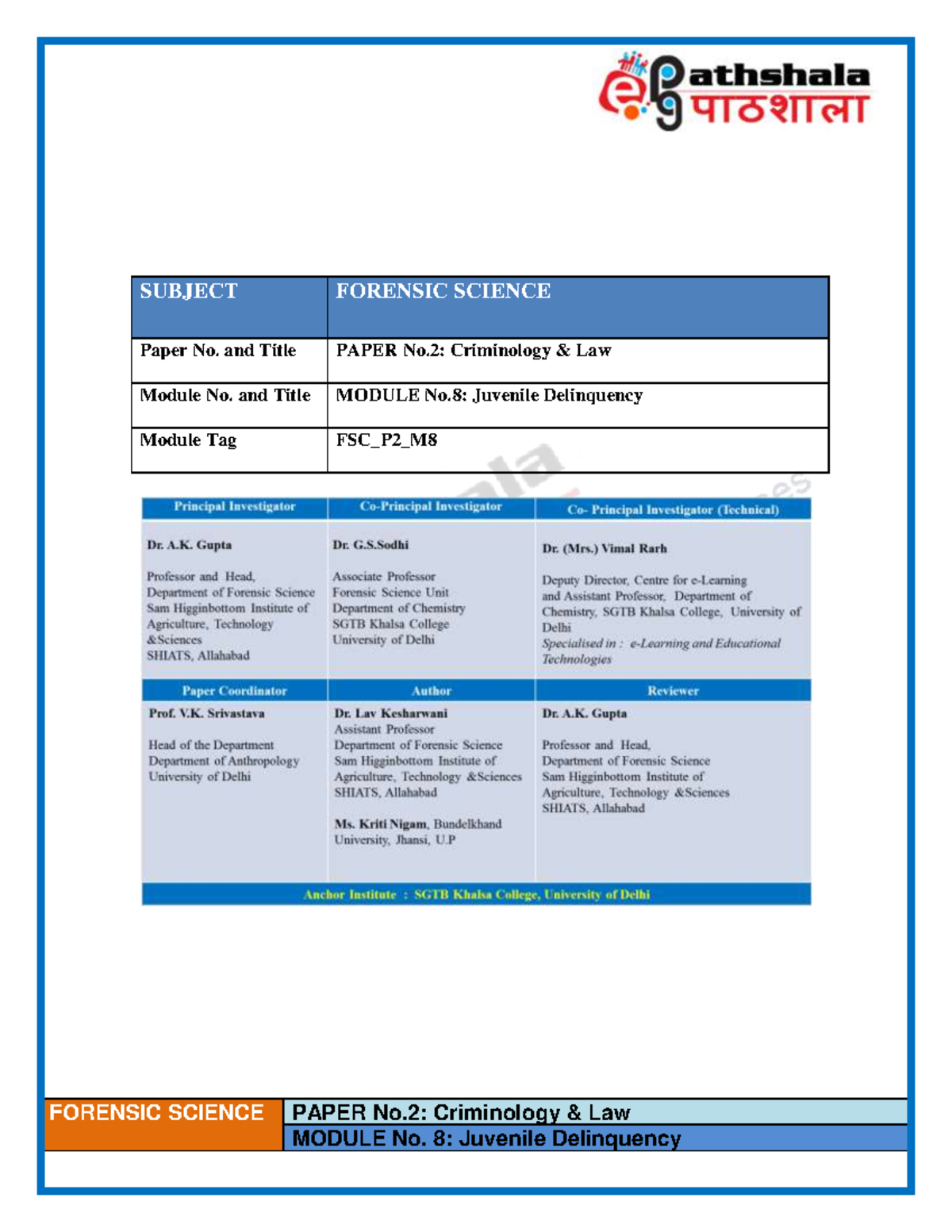 7446 et 8 ET - Notes - FORENSIC SCIENCE PAPER No: Criminology & Law ...