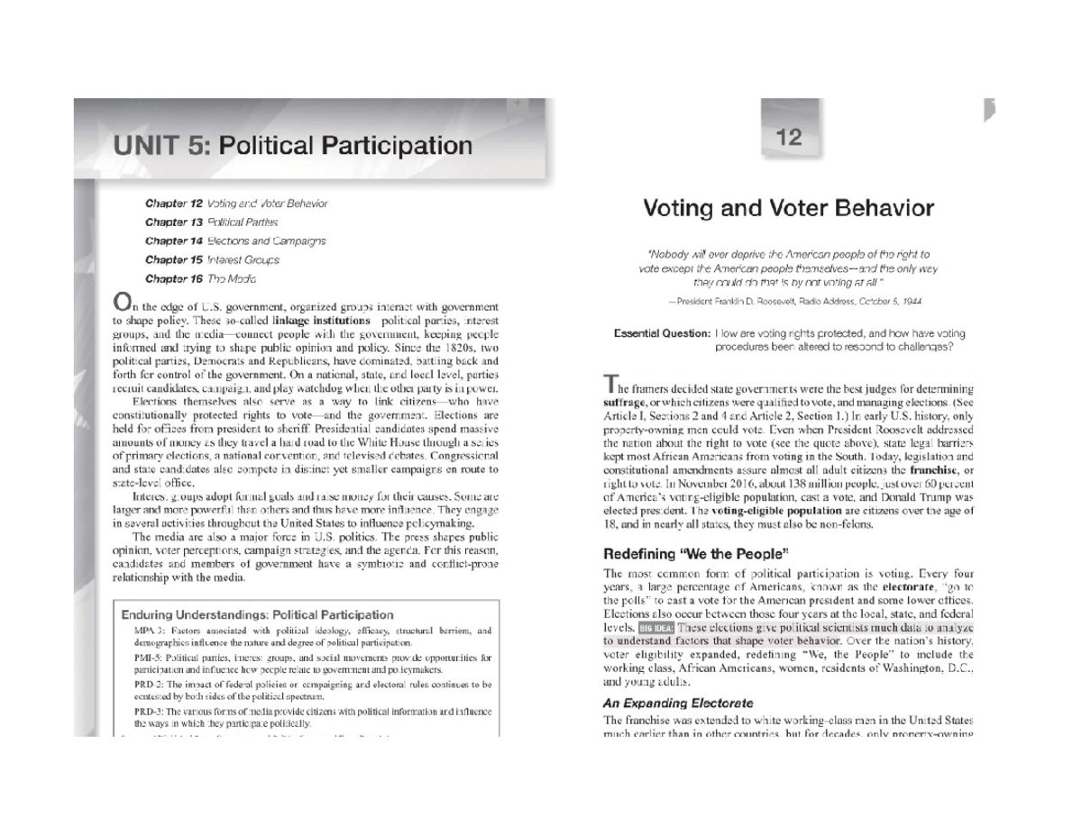 Amsco Chapter 12 - Voting and Voting Behavior - Studocu