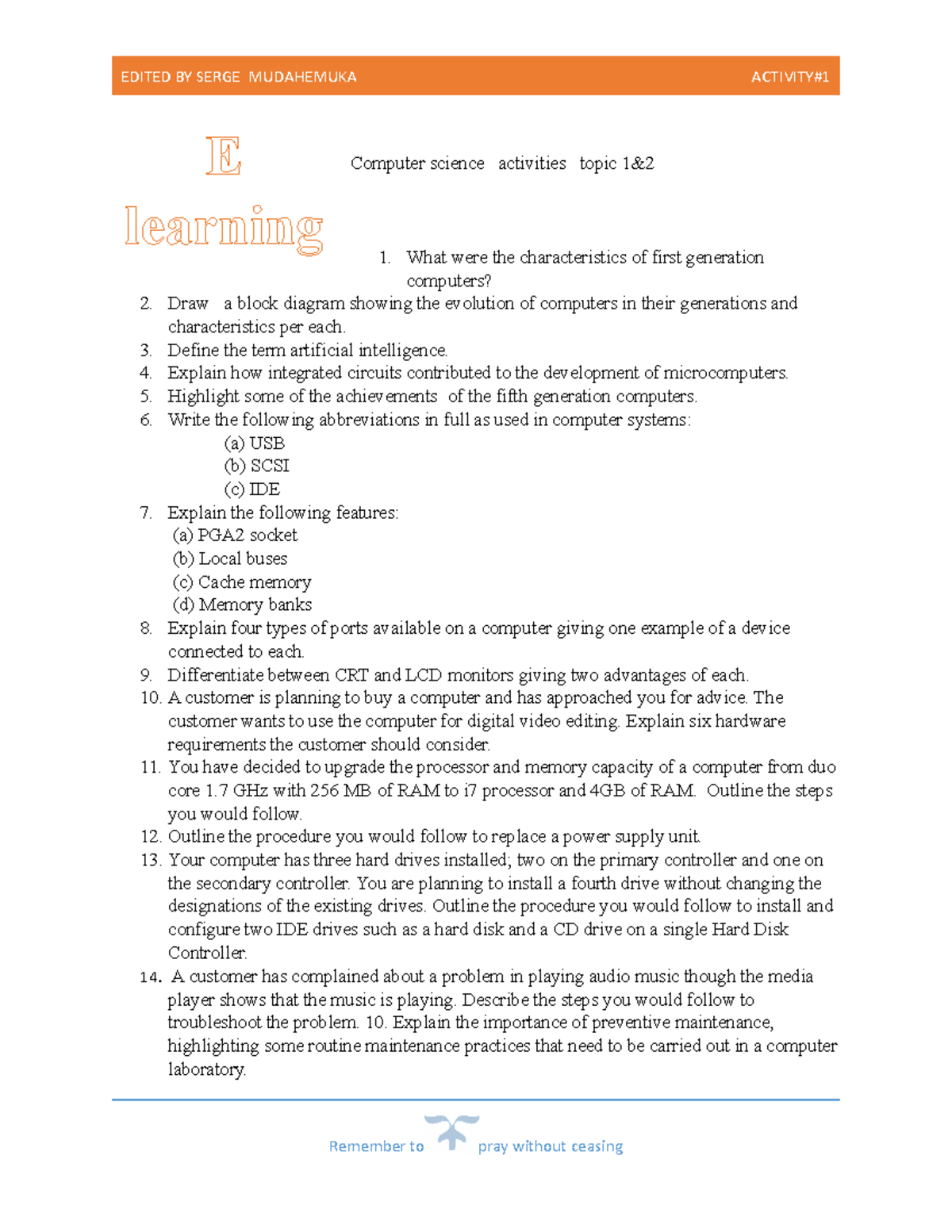 Activities 1 - computer fundamentals - EDITED BY SERGE MUDAHEMUKA ...