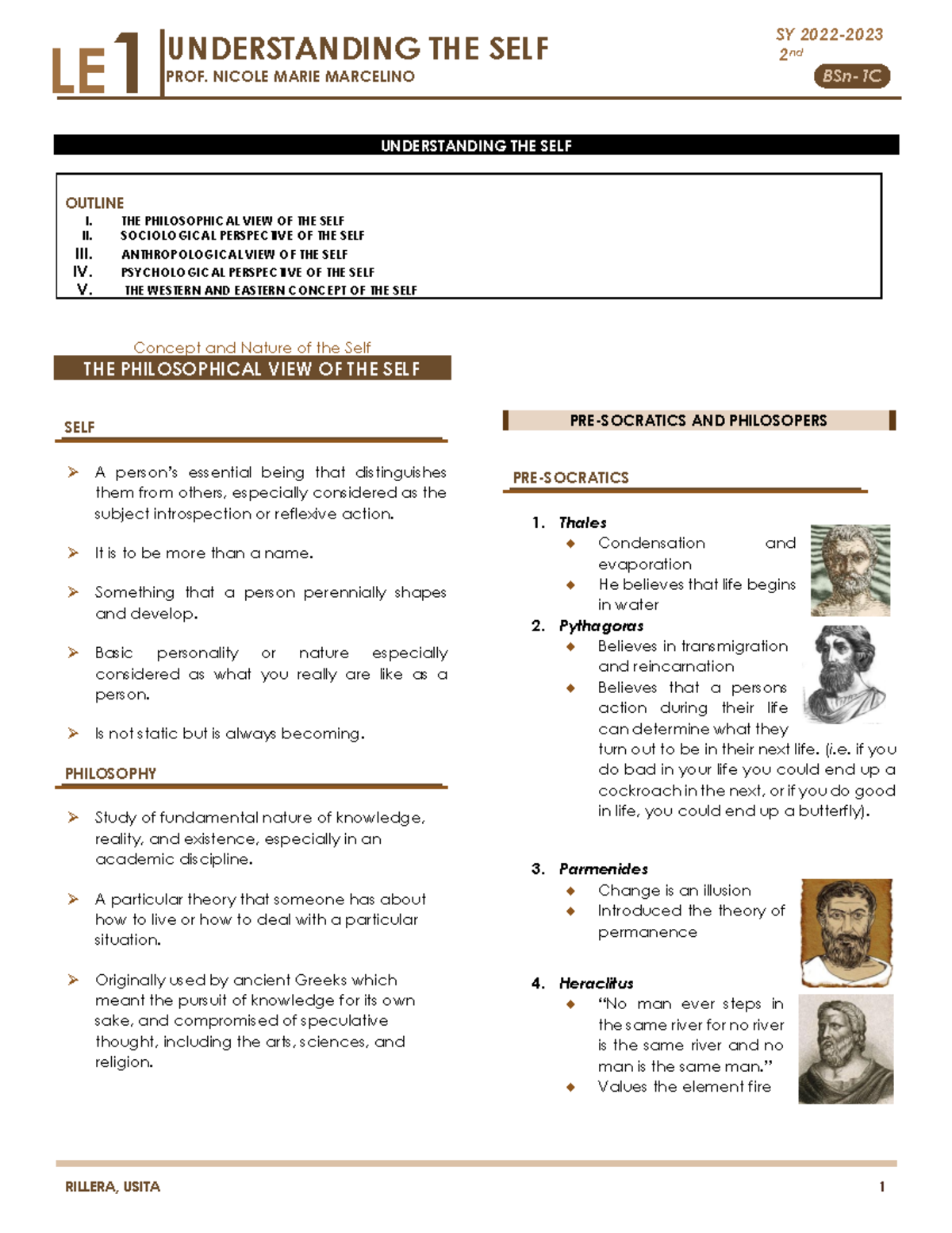 UTS- Trans- Prelims - An "Understanding the Self" course is designed to facilitate self ...