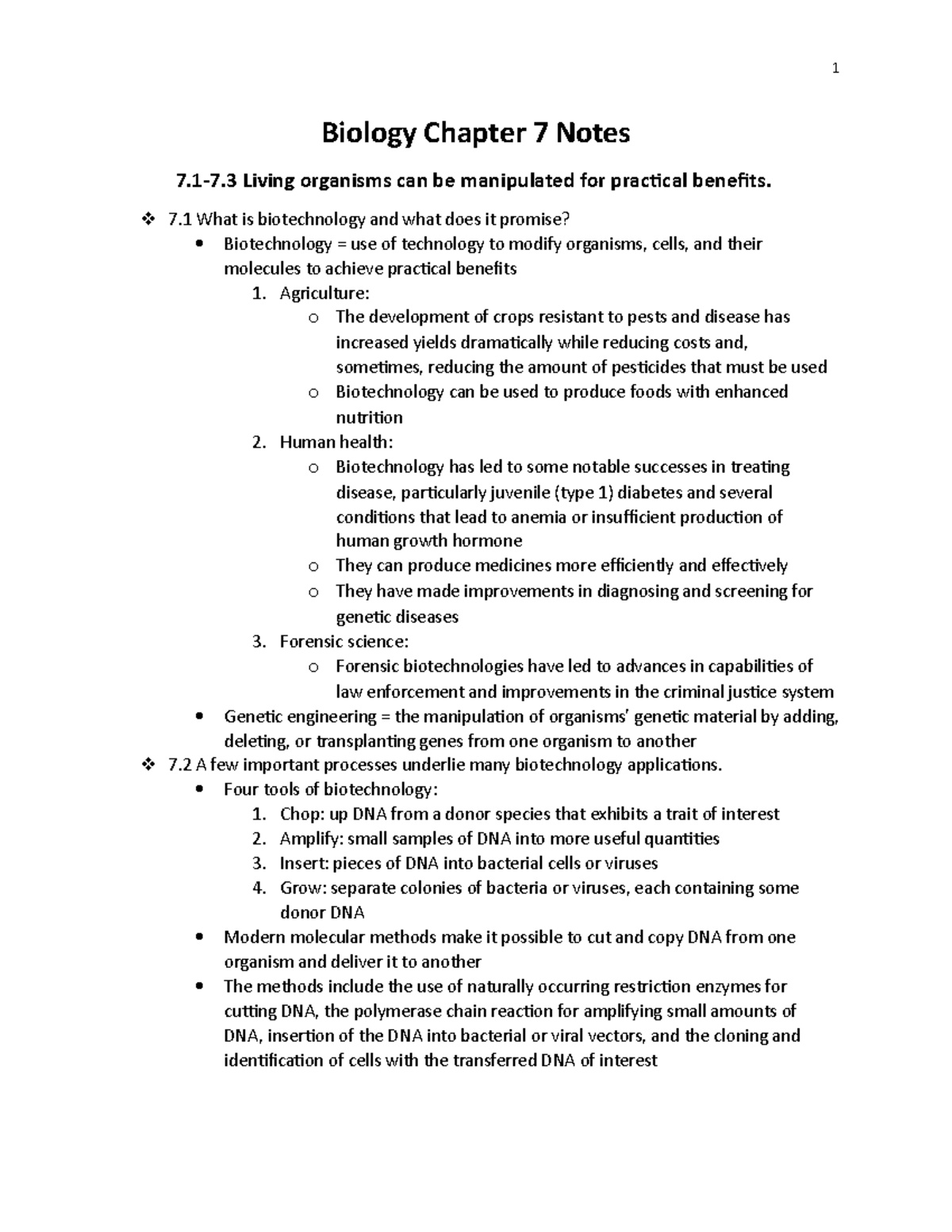 Biology 105 CHapter 7 Notes - 1 Biology Chapter 7 Notes 7.1-7 Living ...