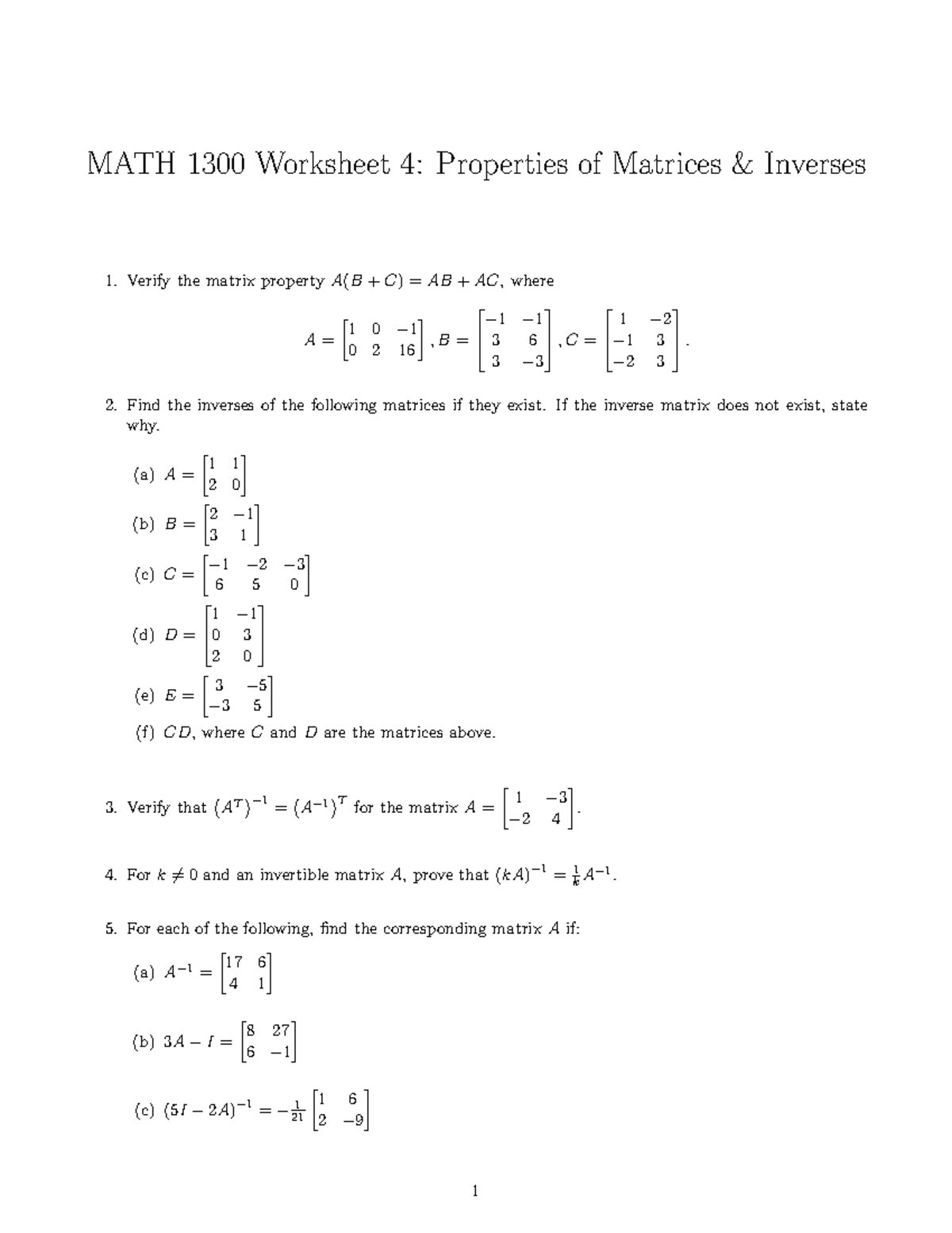 math 1300 worksheet 4 practice questions - MATH 1300 - U of M - Studocu