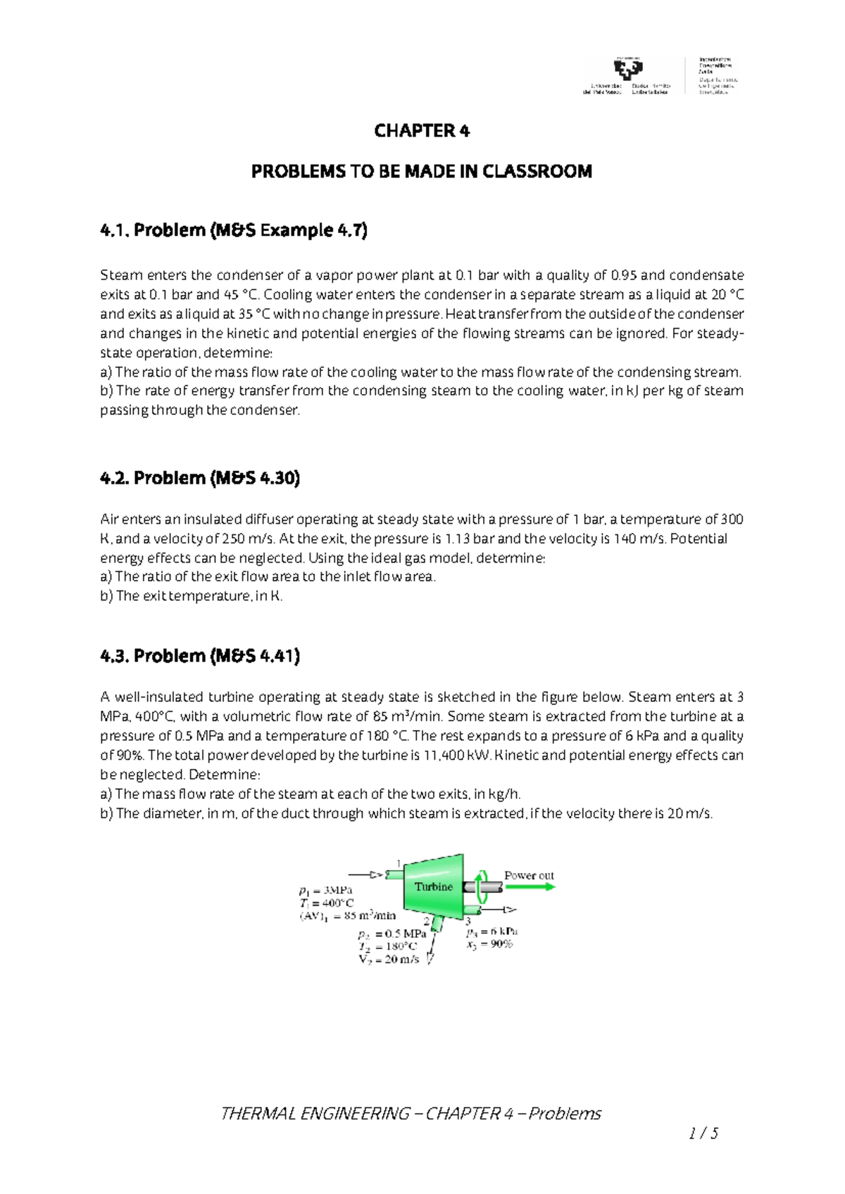 Chapter 04 Thermal engineering- Problems Rev08 - THERMAL ENGINEERING – CHAPTER 4 – Problems ...