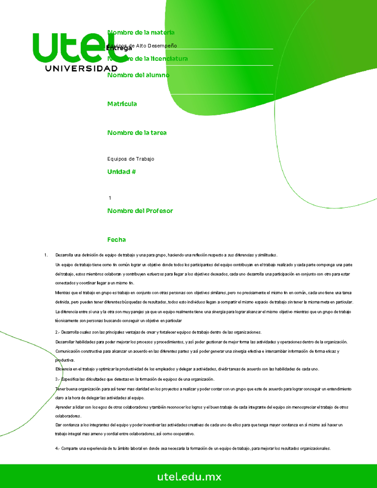 Equipos de Trabajo semana 1 equipos de alto desempeño reseña y ...