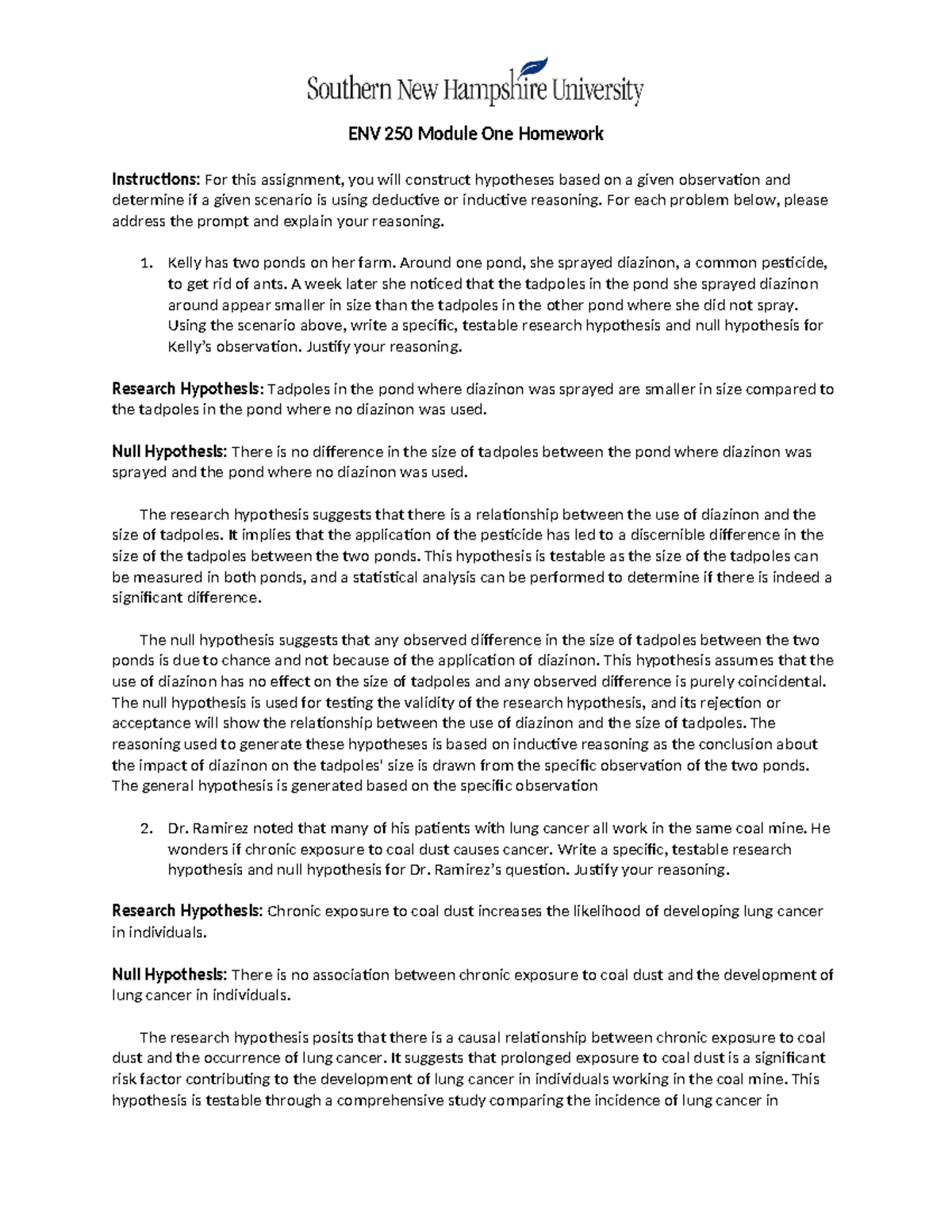 ENV 250 Module One Homework - ENV 250 Module One Homework Instructions ...