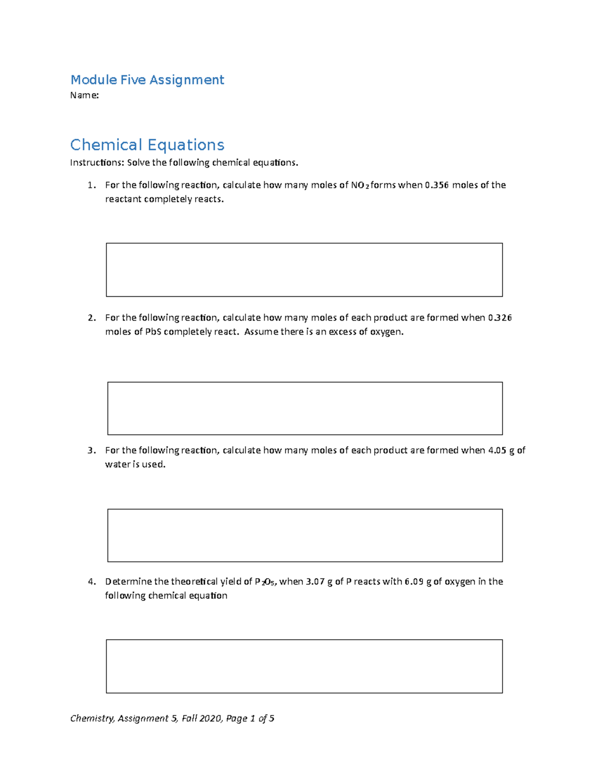 Module 05 Assignment - Module Five Assignment Name: Chemical Equations ...