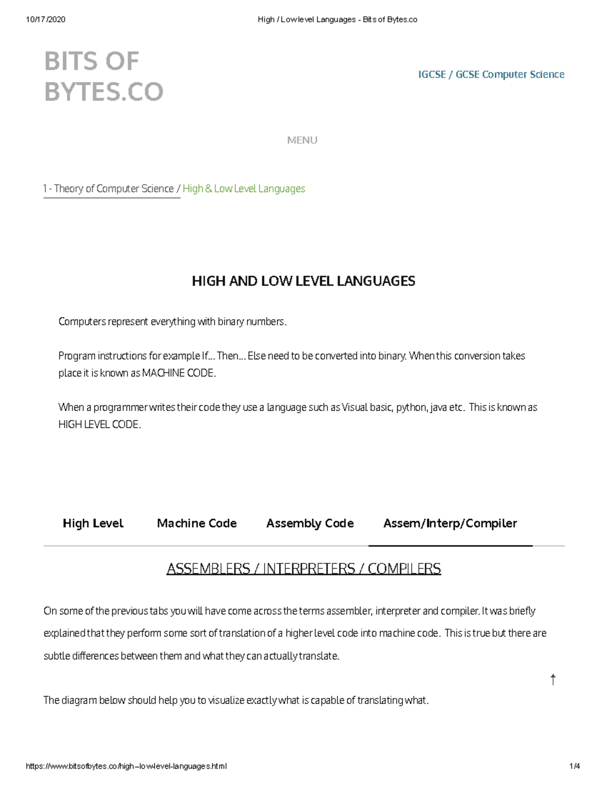 High Low Level Languages 4 Bits Of Bytes High And Low Level Languages Computers Represent