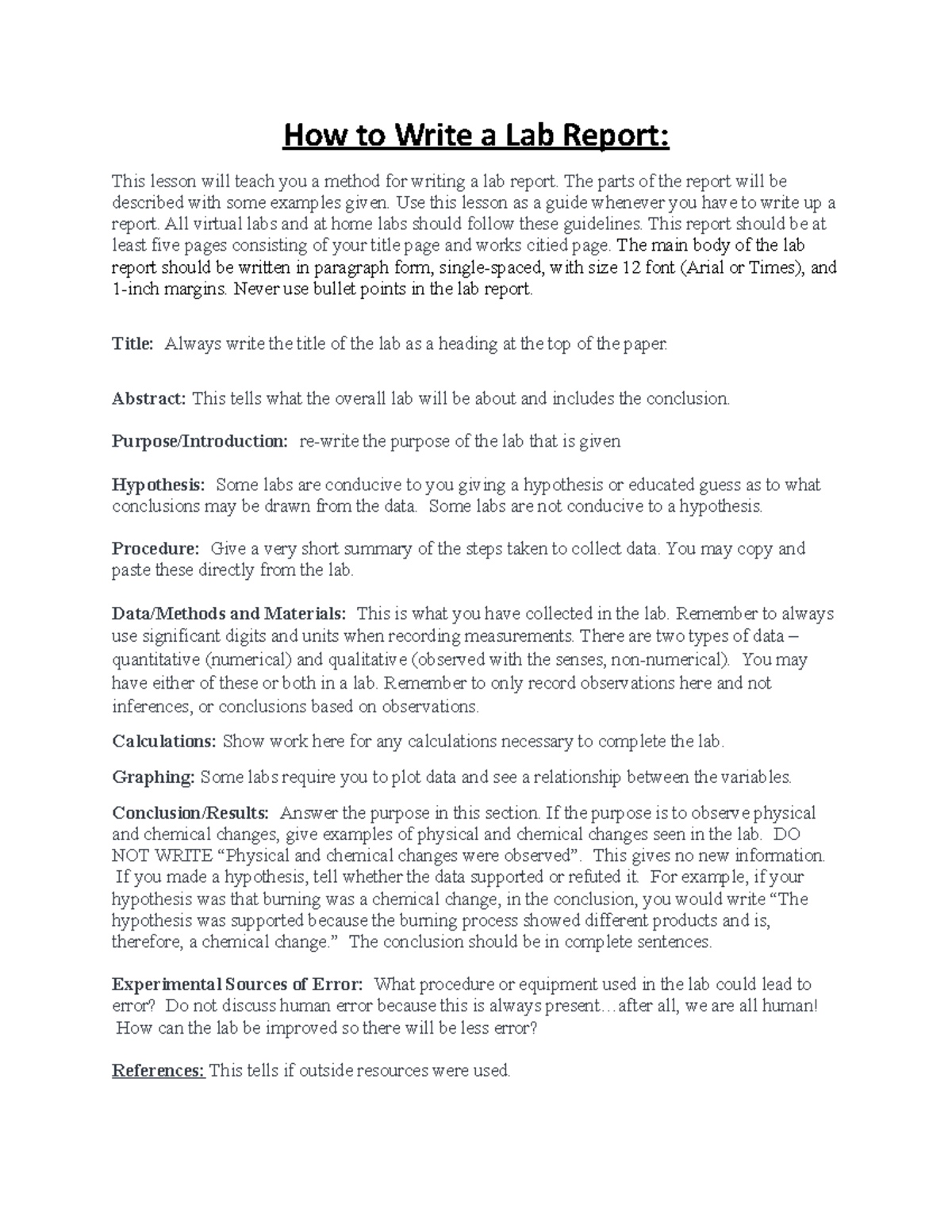 Lab Report - How to Write a Lab Report: This lesson will teach you a ...