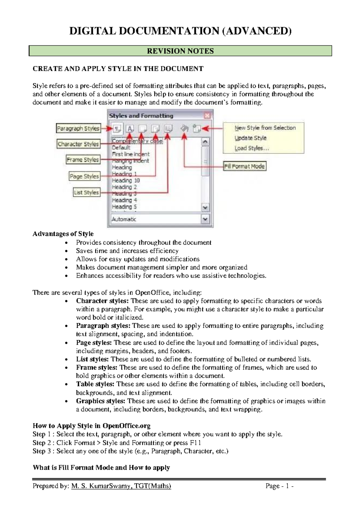 01 digital documentation advanced revision notes - DIGITAL ...