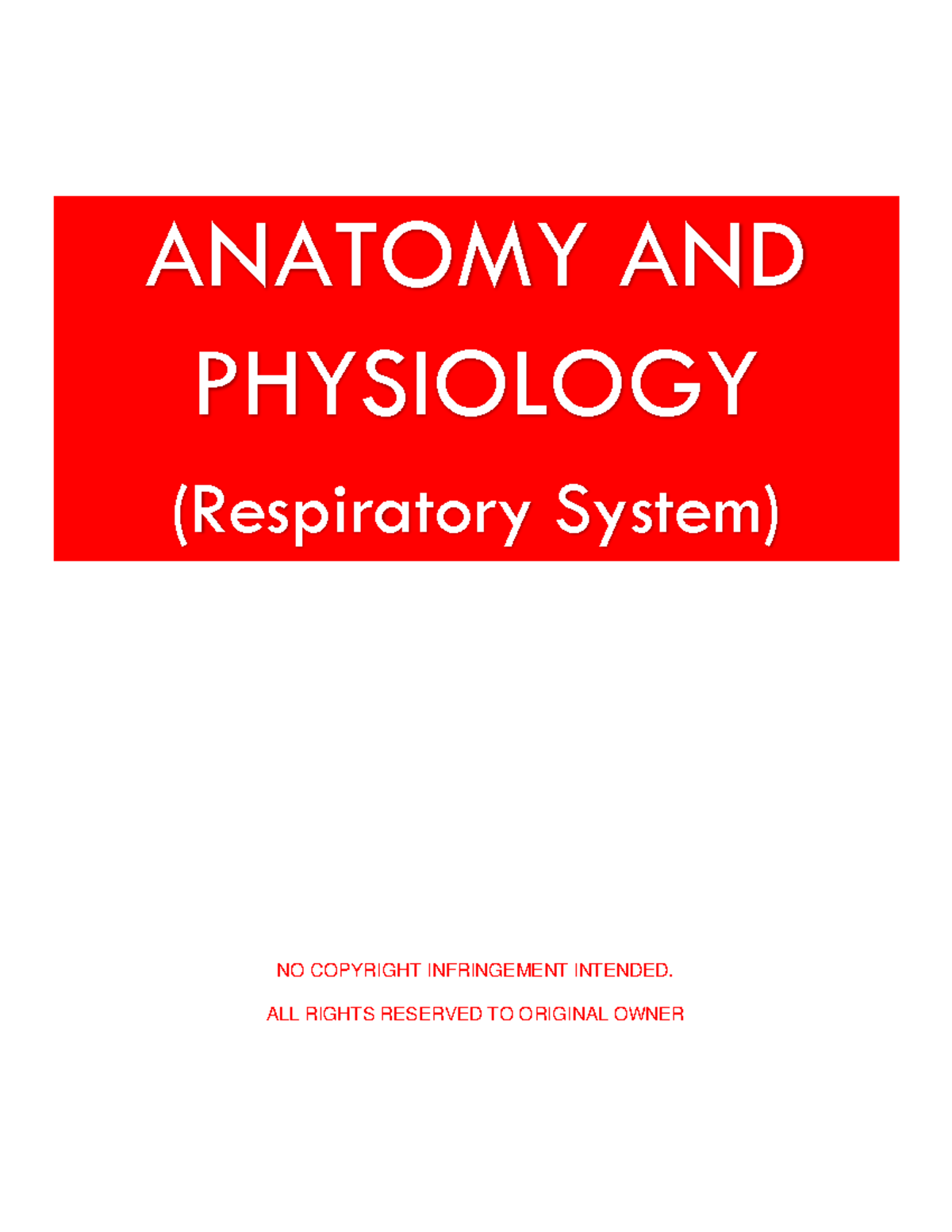 Respiratory System Anatomy and Physiology - ANATOMY AND PHYSIOLOGY ...